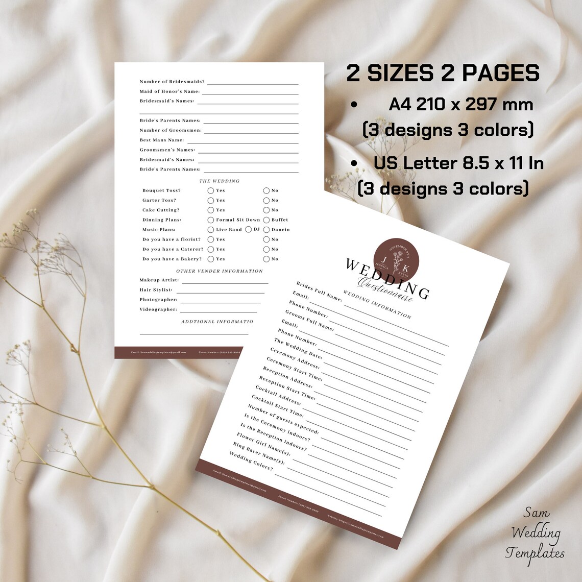 Professional Wedding Planner Client Questionnaire and Checklist Planner ...