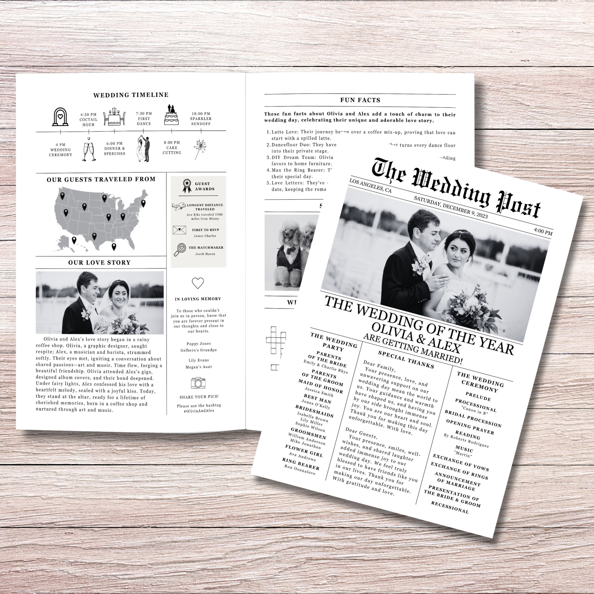 Wedding Newspaper Template, Wedding Newspaper, DIY Newspaper, Wedding ...