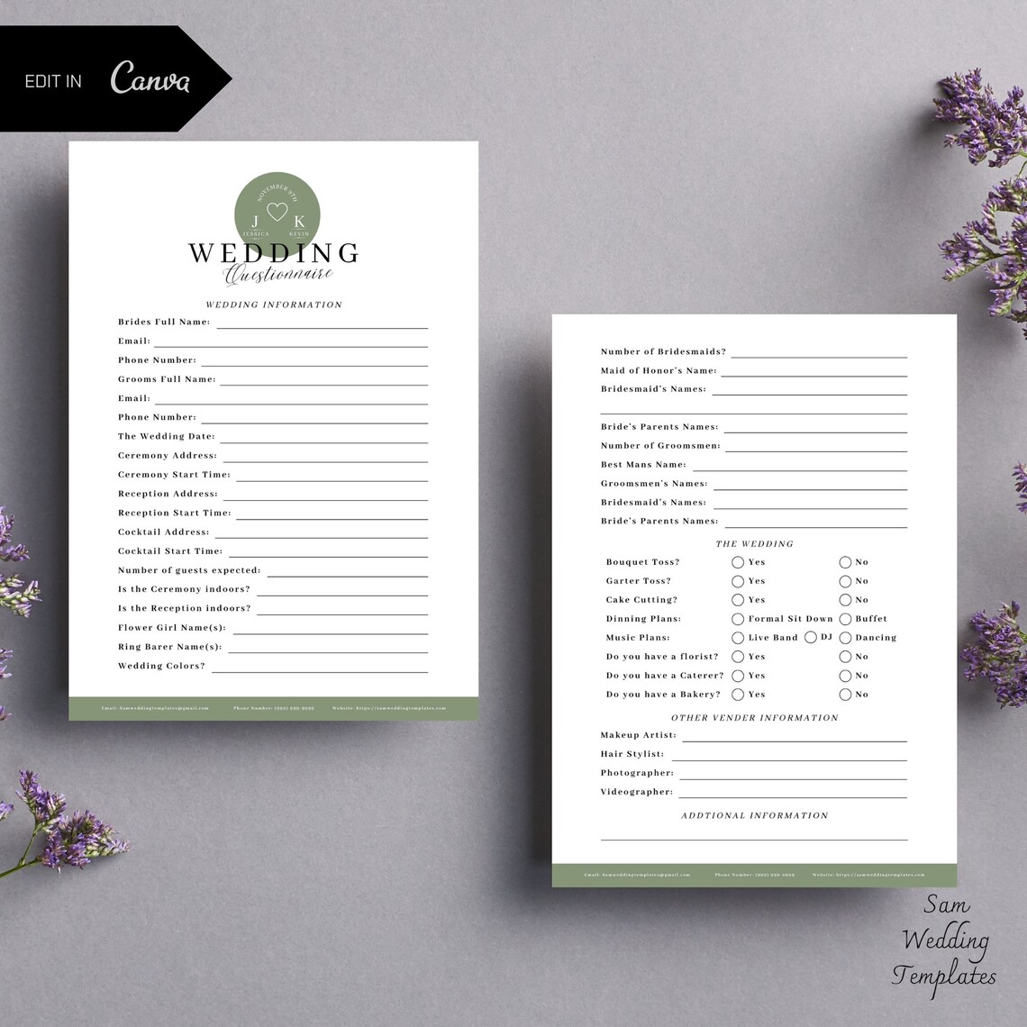 Professional Wedding Planner Client Questionnaire and Checklist Planner ...