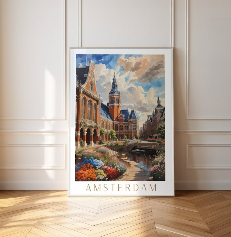 Amsterdam City Travel Poster Rijksmuseum Art Gift Print, Holland Museum ...