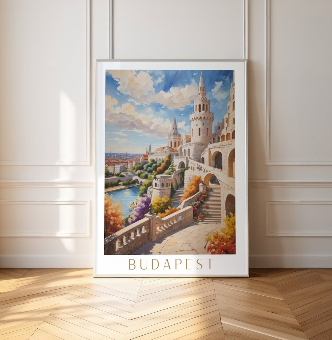 Budapest Travel Poster, Fischerman's Bastion Wall Art, Hungary Travel ...