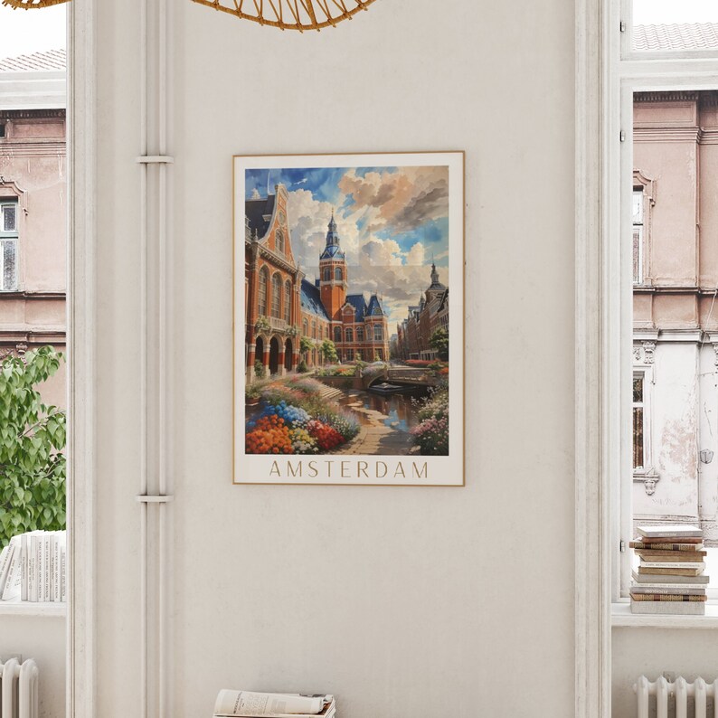 Amsterdam City Travel Poster Rijksmuseum Art Gift Print, Holland Museum ...