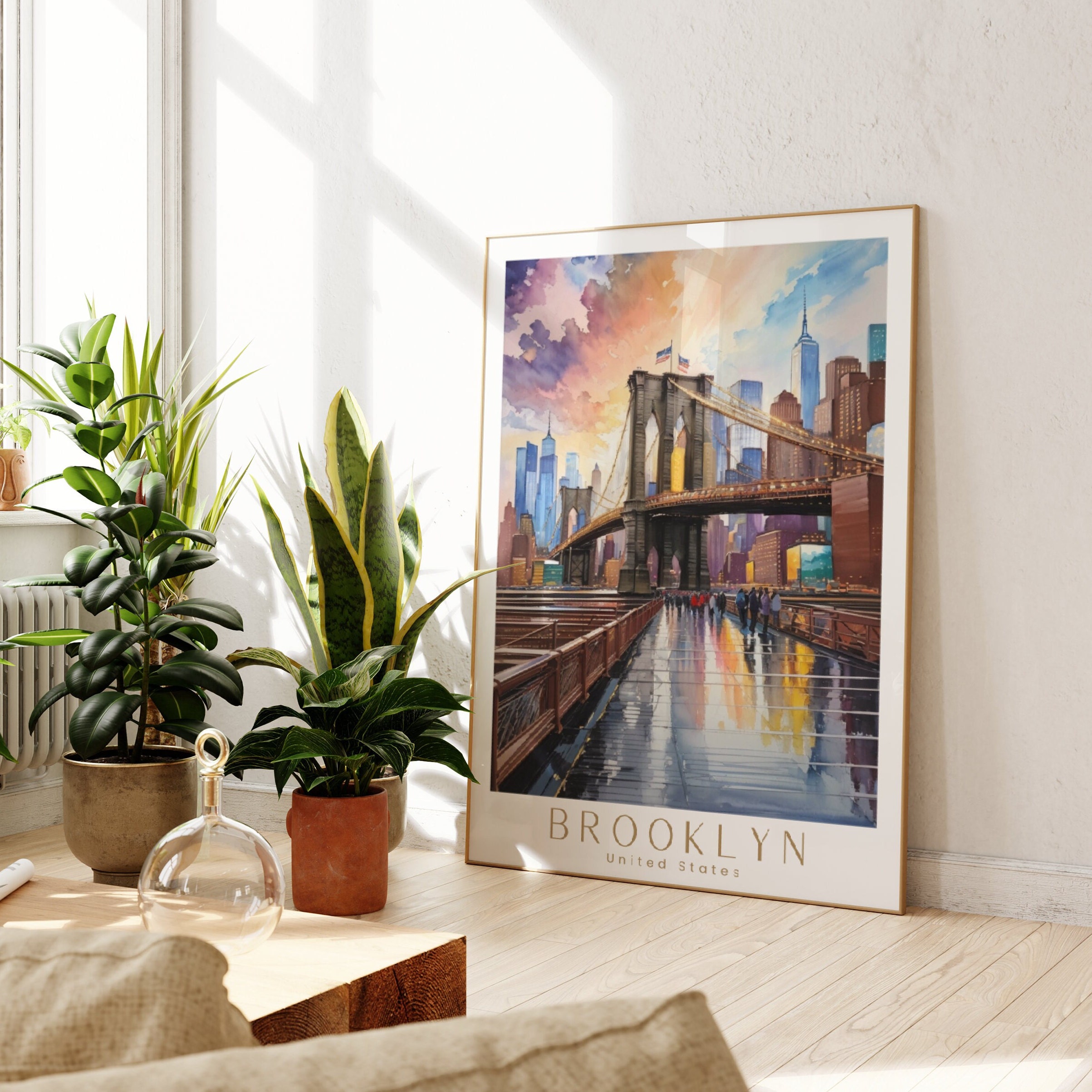 New York Travel Poster, Brooklyn Wall Art, Brooklyn Travel Poster Gift ...