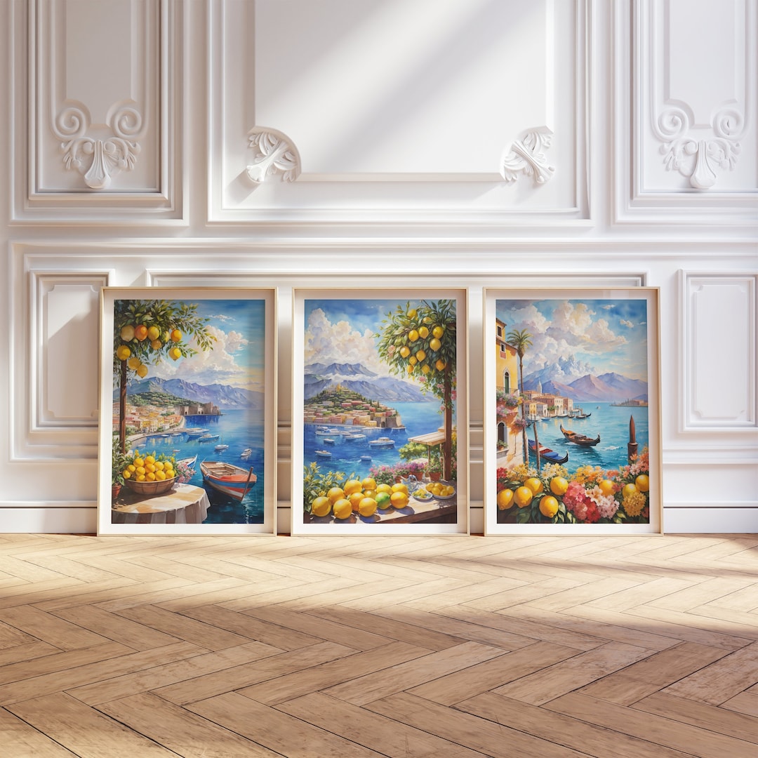 Set of 3 Sorrento Lemon Italy Poster Set of Three Wall Art Lemons Tree ...