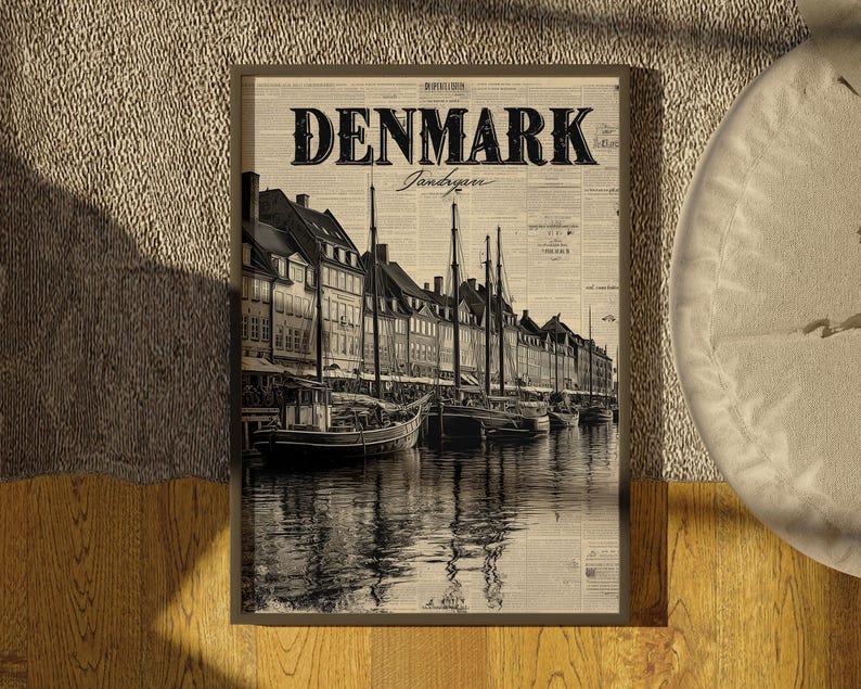 Denmark Travel Wall Art | Copenhagen Vintage City Poster | Retro ...