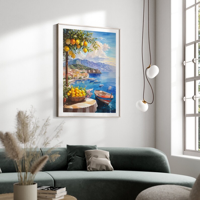 Sorrento Italy Lemon Poster Wall Art Lemons Tree Poster Italy Oil Paint ...
