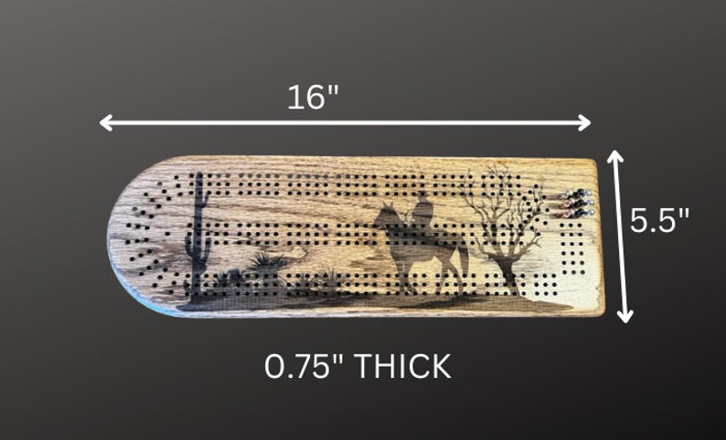 Cribbage Board Custom Made From Red Oak With Southwestern Desert Art ...