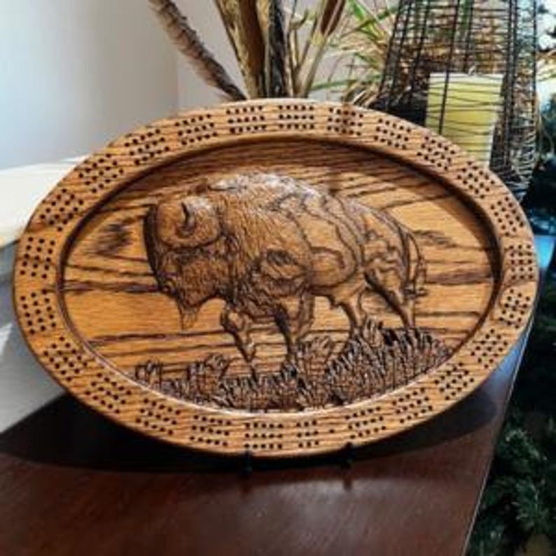 Buffalo Wildlife Custom Cribbage Board Buffalo Cribbage Board Gift for ...