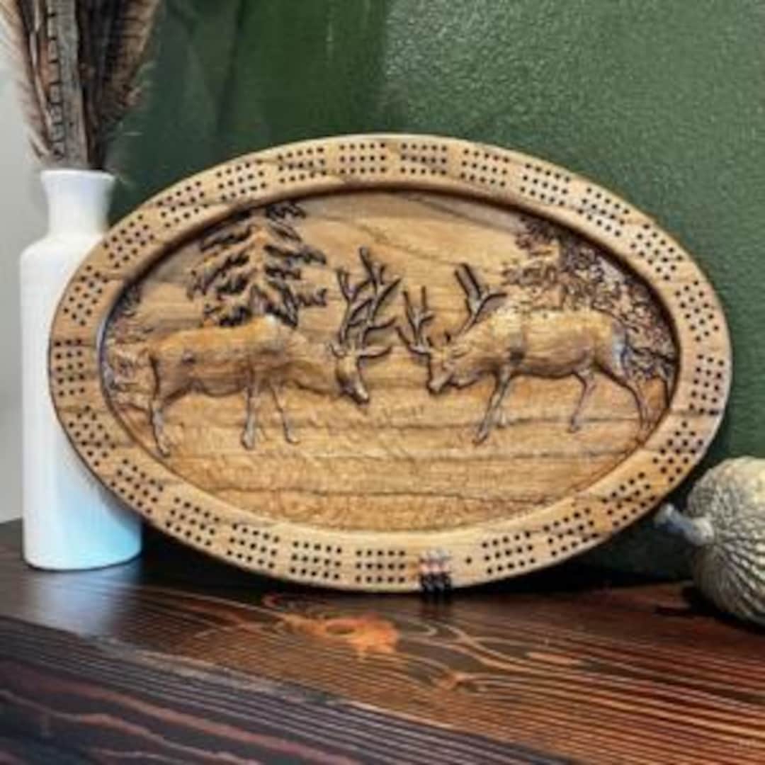 Wildlife Custom Cribbage Board Elk Cribbage Board Gift for Any Hunter ...