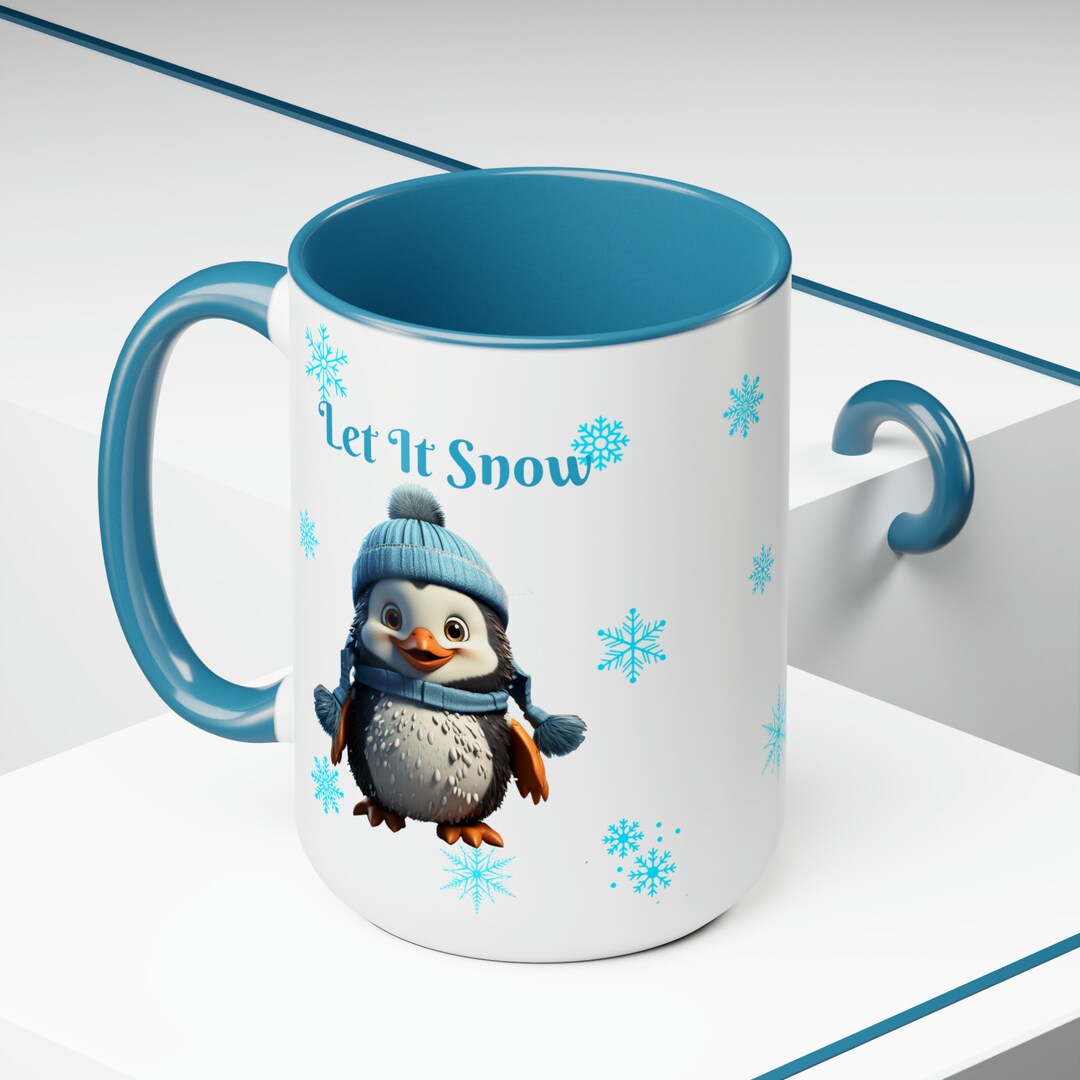 Two-tone Snow Penguin Coffee Mugs, 15oz. Christmas Mug, Holiday Mug ...
