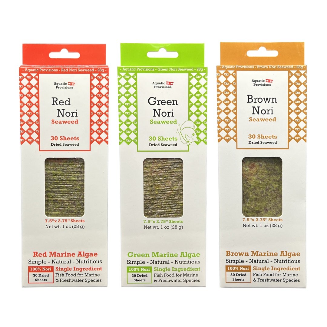 Dried Seaweed 3 Pack | Red, Green & Brown Seaweeds | 3 Boxes, 30 Sheets ...