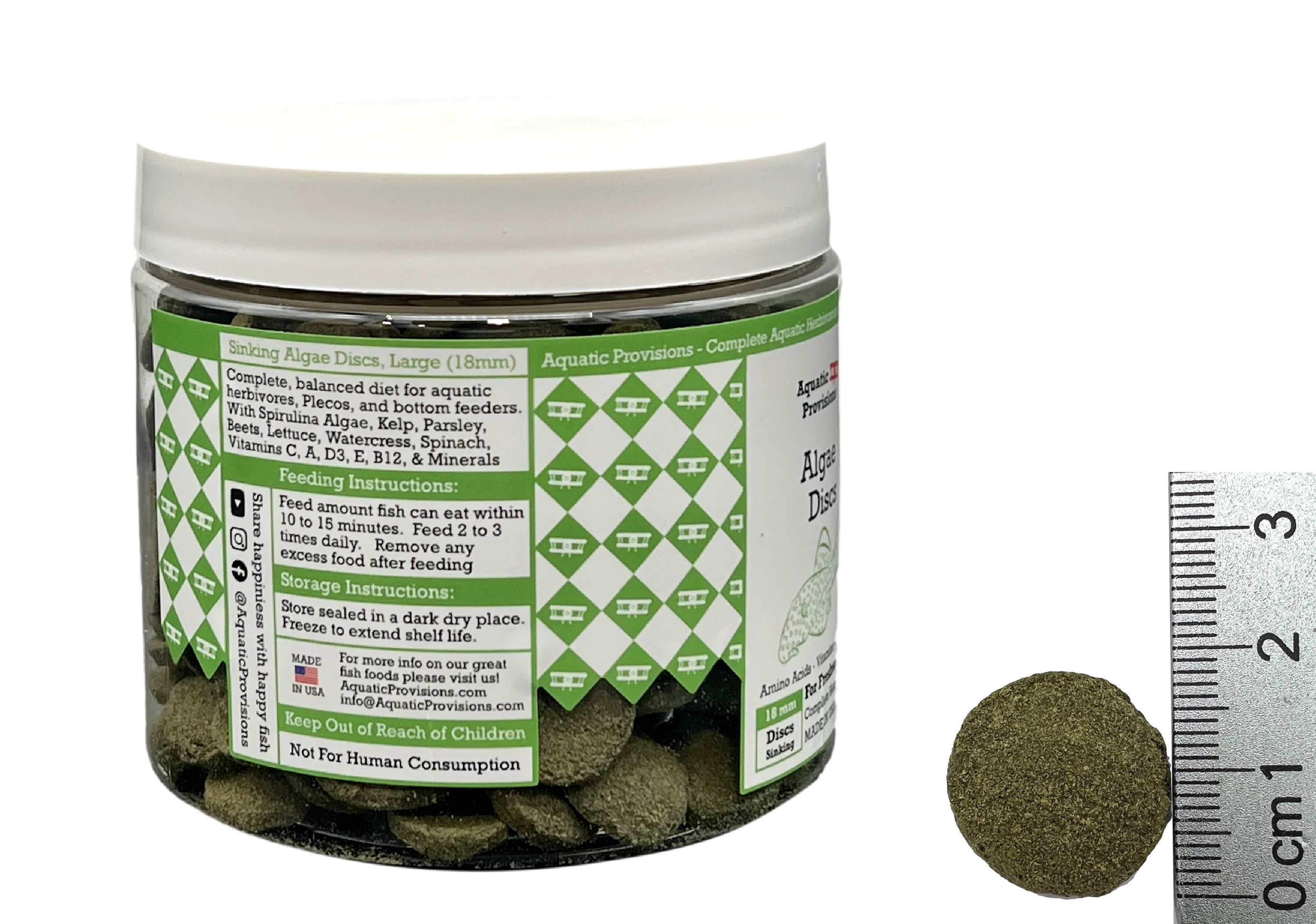 Algae Wafers Fish Food Spirulina Veggie Discs Complete Diet for Herbivores and Pleco Fish 18mm ...