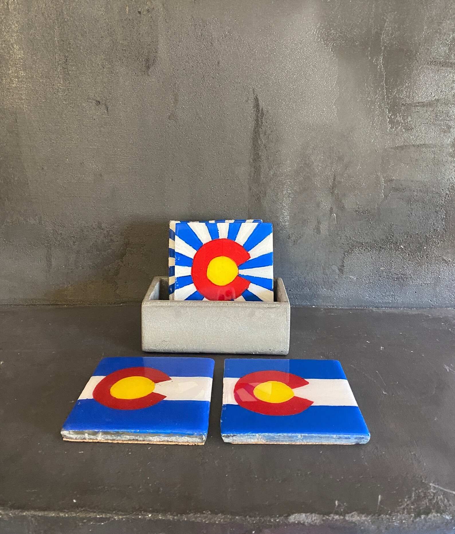 Colorado Coasters | Handmade Concrete Coasters With Holder | Home Decor ...