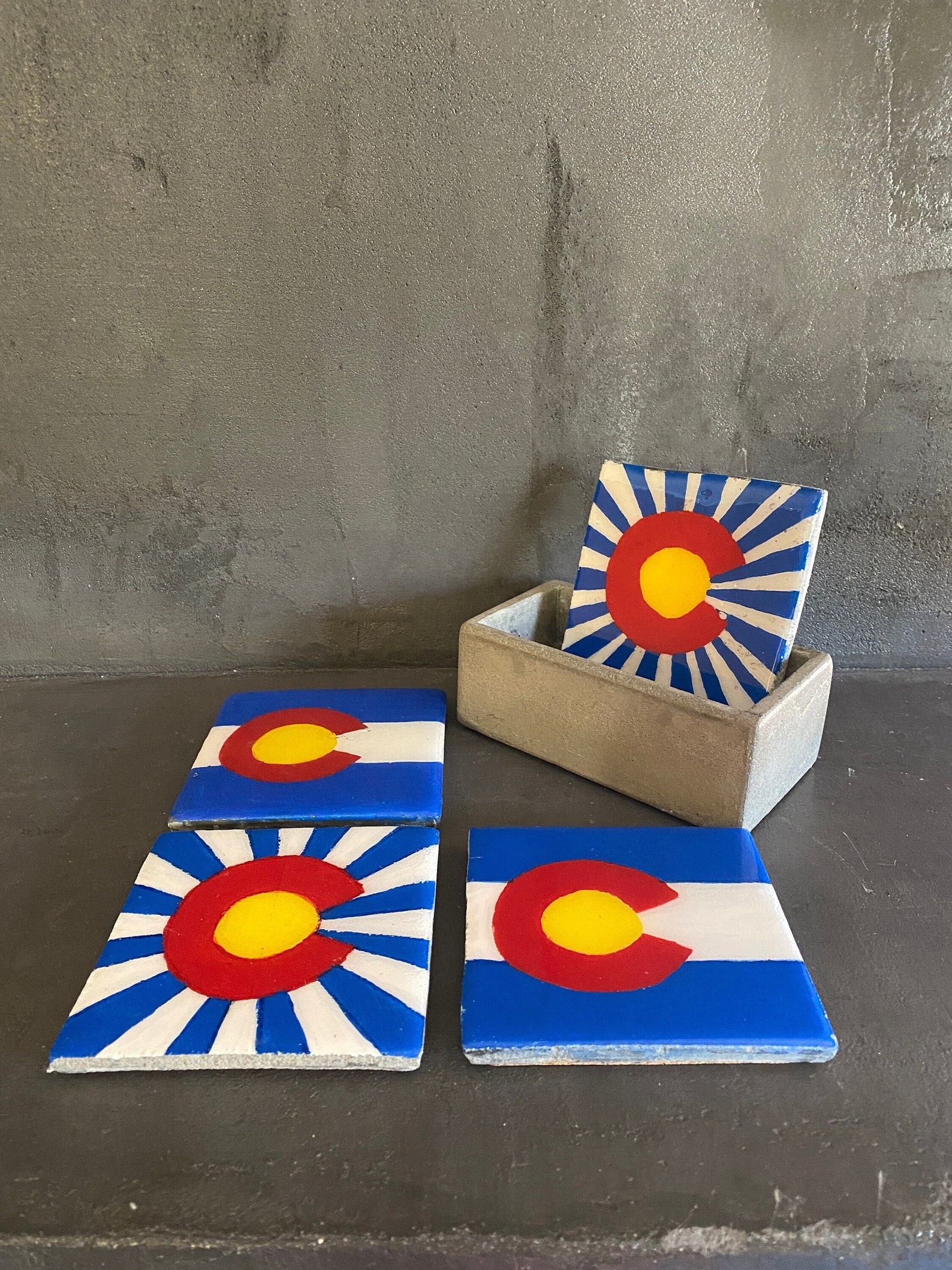 Colorado Coasters | Handmade Concrete Coasters With Holder | Home Decor ...