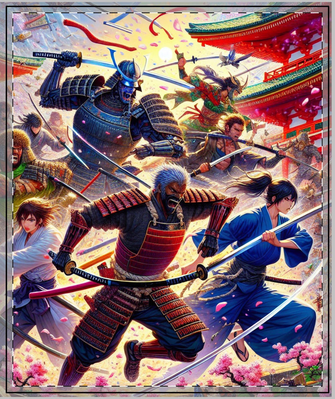 Samurai-themed Quilted Throw Blanket, Cozy Home Decor, Gift for Anime ...