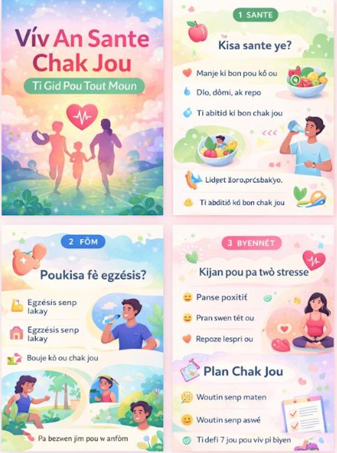 Gid Senp Pou Viv an Sante Chak Jou, Manje Byen,egzesis Ak Bon Abitid - Etsy