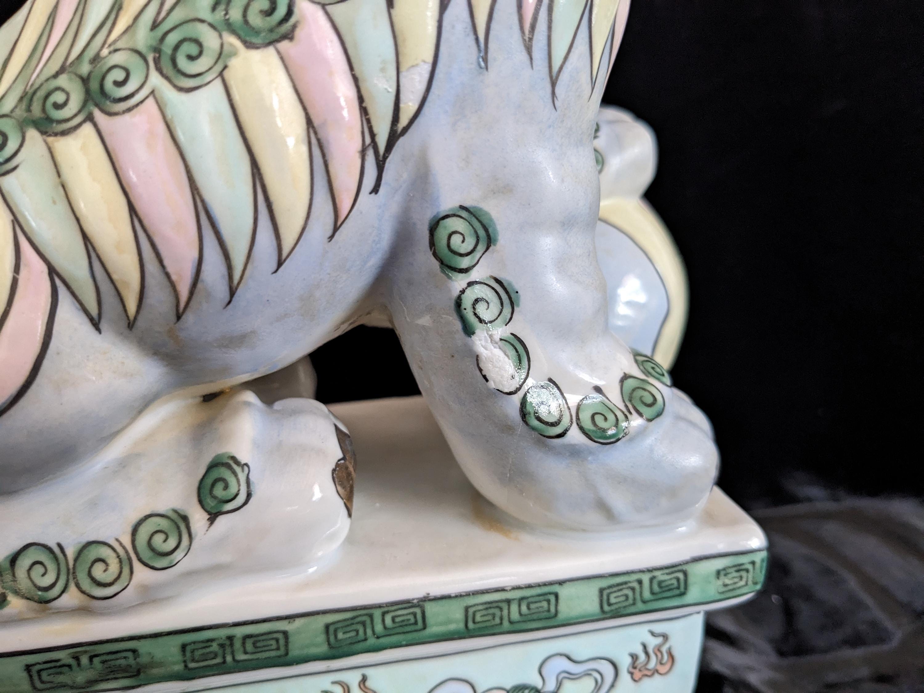 Rare Vintage Pair Chinese Foo Dogs Porcelain Figurines - Etsy