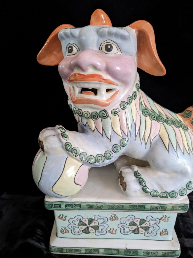 Rare Vintage Pair Chinese Foo Dogs Porcelain Figurines - Etsy