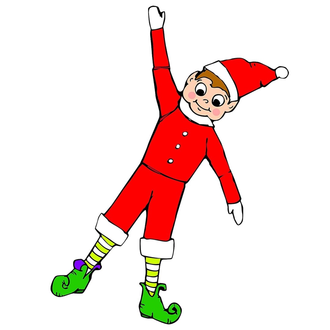 Festive Christmas Elf Magnet, Cartoon Magnetic Decal for Garage, Front ...