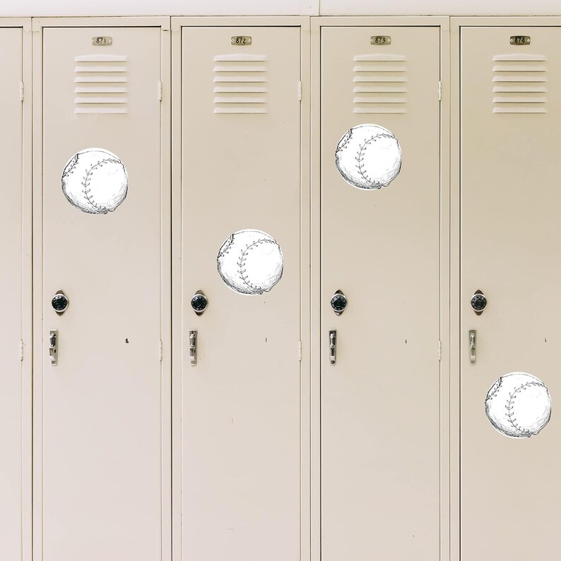 Hand Sketched Black and White Baseball Car Magnet, Round Magnetic Decal ...