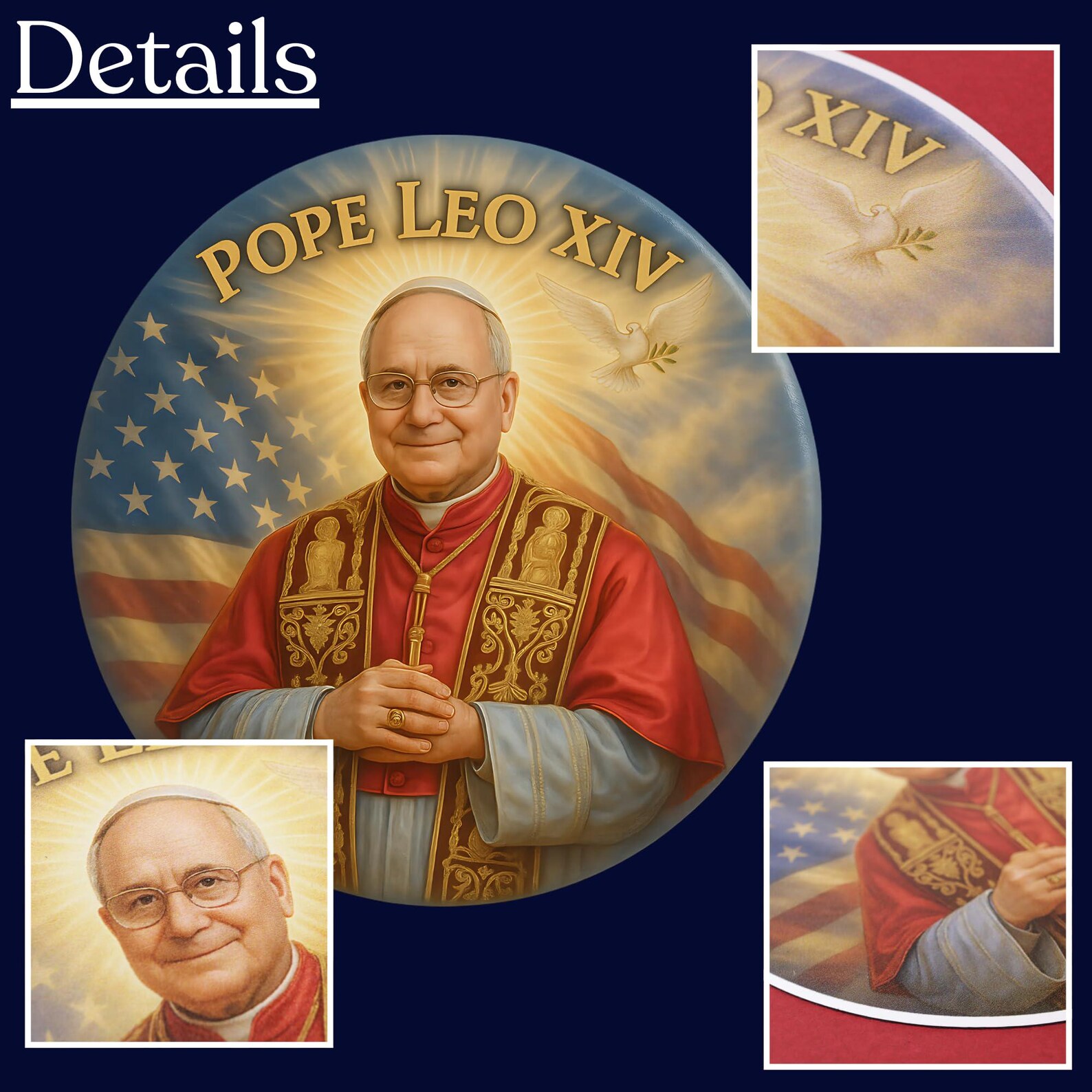 New Pope Leo XIV Divine Portrait Magnets, Religious Magnetic Accessory ...