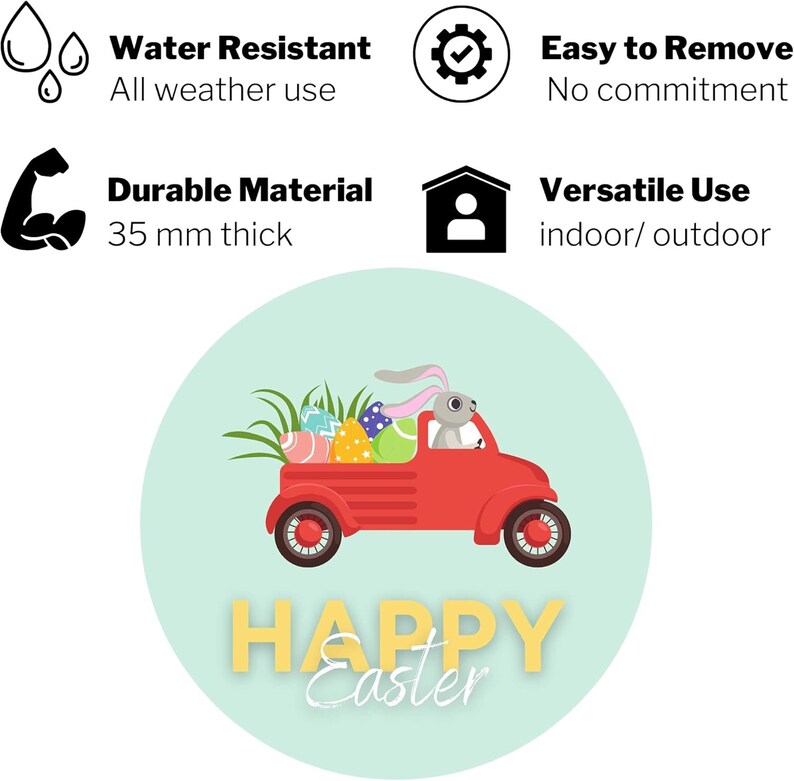 Happy Easter Car Magnet, Seasonal Decoration, Cute Bunny Driving Red ...