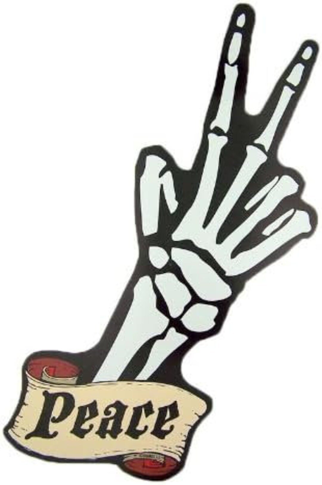 Peace Out Skeleton Bones Hand 11" Car Magnet Bumper Sticker Halloween ...