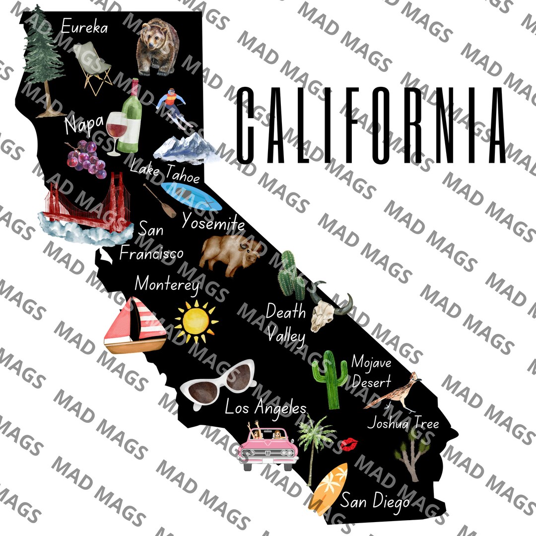 California State Collage Art, Digital Artwork Print Out, PNG and JPG ...