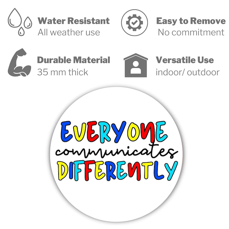 Everyone Communicates Differently Round Magnet, Autism Awareness Decal ...