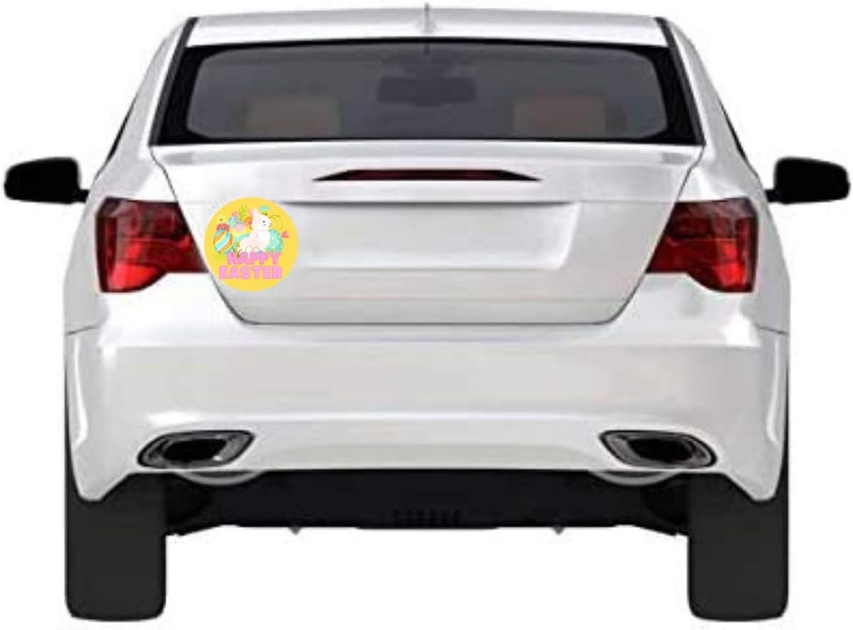 Happy Easter Magnetic Car Decoration, Spring Flowers With Bunny and ...