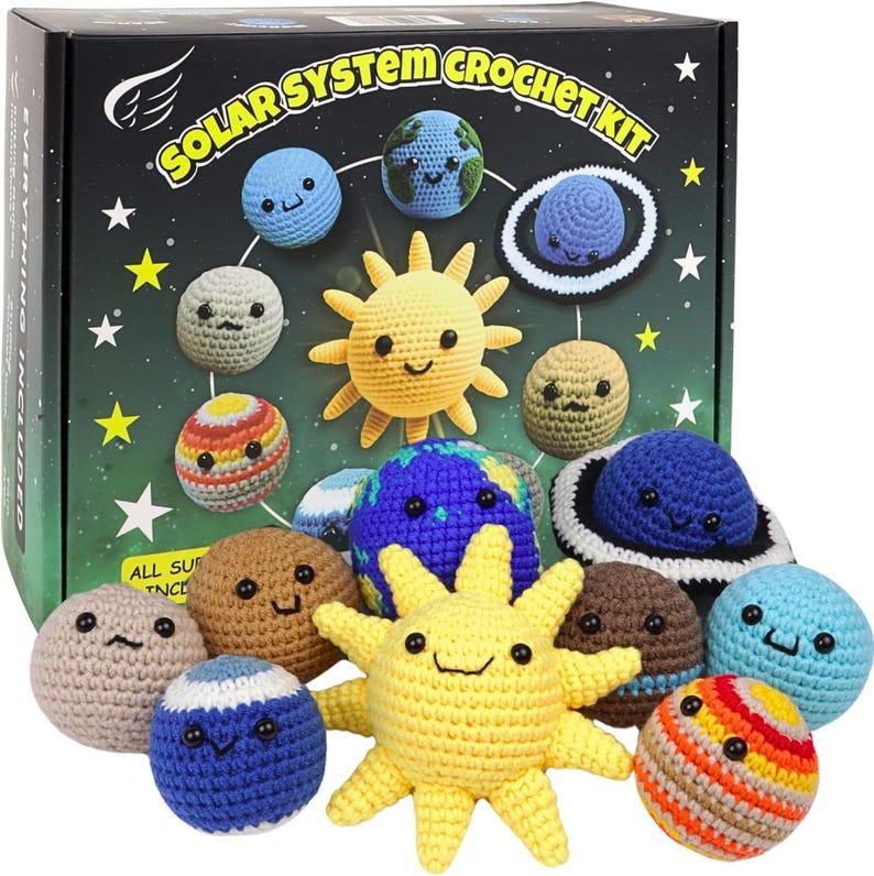 Solar System Crochet Kit, Outer Space Amigurumi for Beginners, All ...