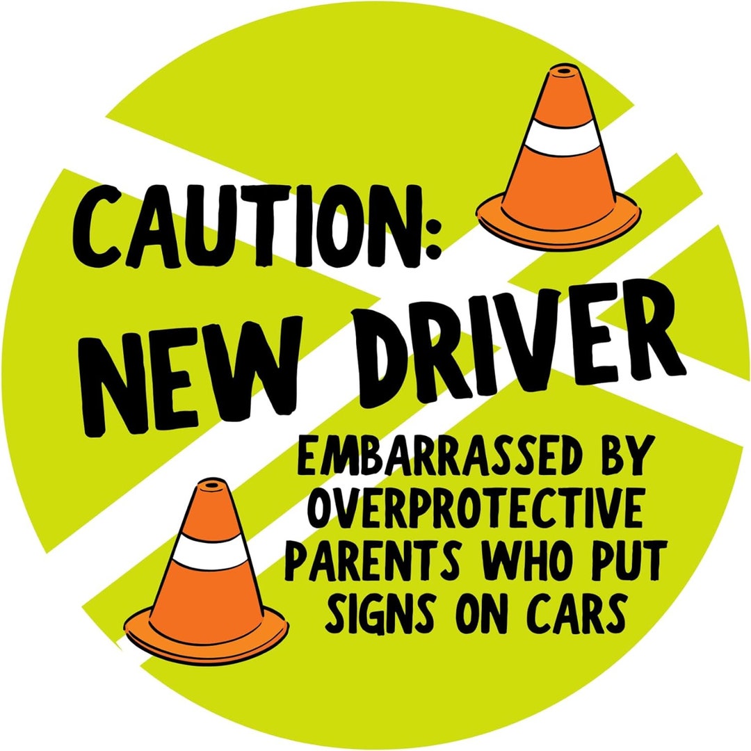 Caution New Driver Car Magnet for Teens, Round Removable and Reusable ...