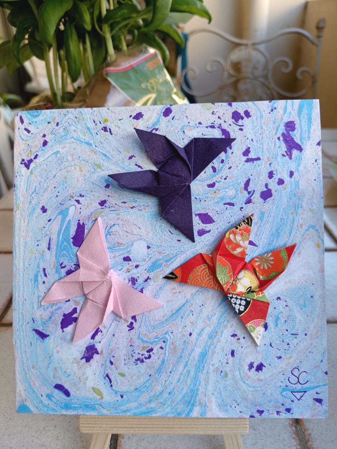Origami Butterflies on Marbled Paper - Etsy