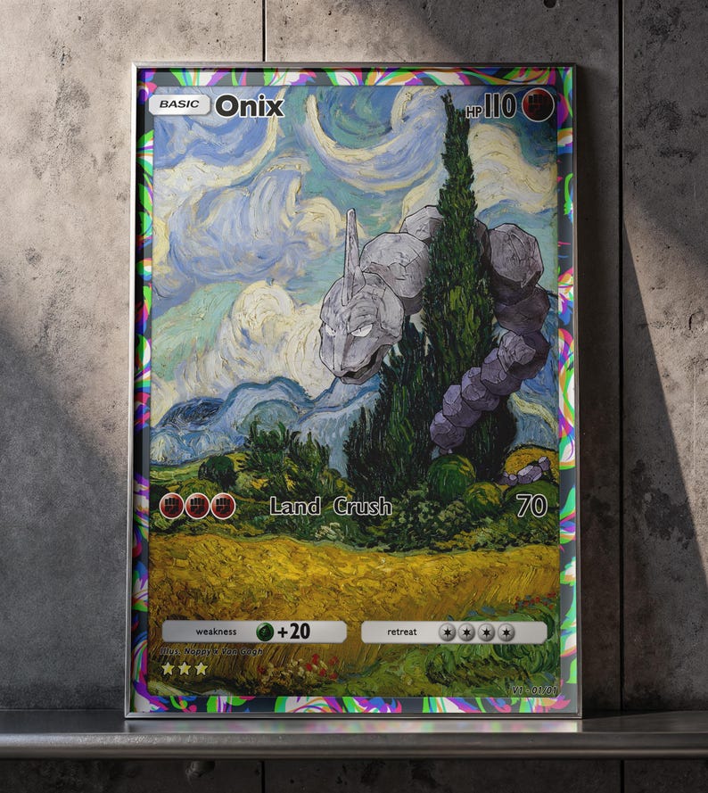 Onix Van Gogh Pokémon Card Poster, Original Gift, Onix Poster, Wall ...