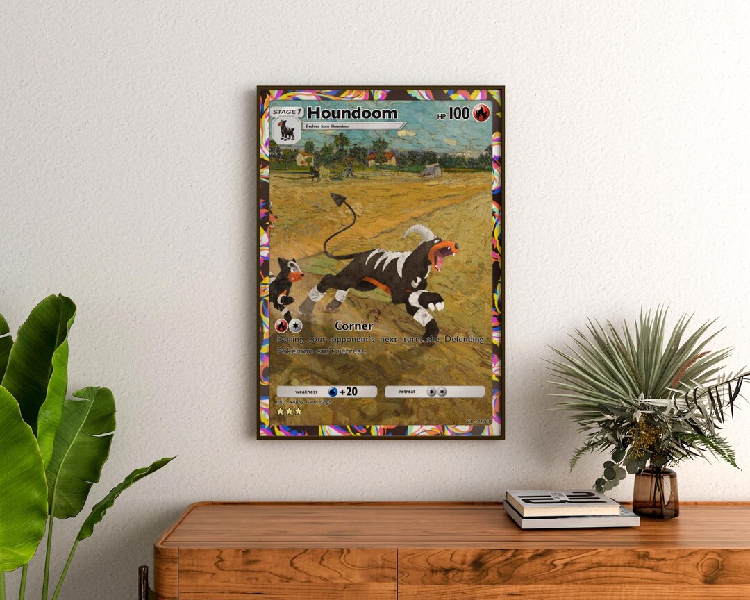Van Gogh's Houndoom Pokémon Card Poster, Original Gift, Houdoom Poster ...