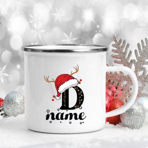 Personlized Christmas Cup Initial With Name Enamel Mug Xmas Gifts for ...