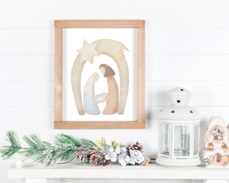 Nativity Art Printable Christmas Nativity Scene Birth of - Etsy