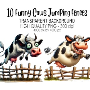 10 Transparent Background Funny Cows Jumping Fences Clip Art, PNG 300 ...