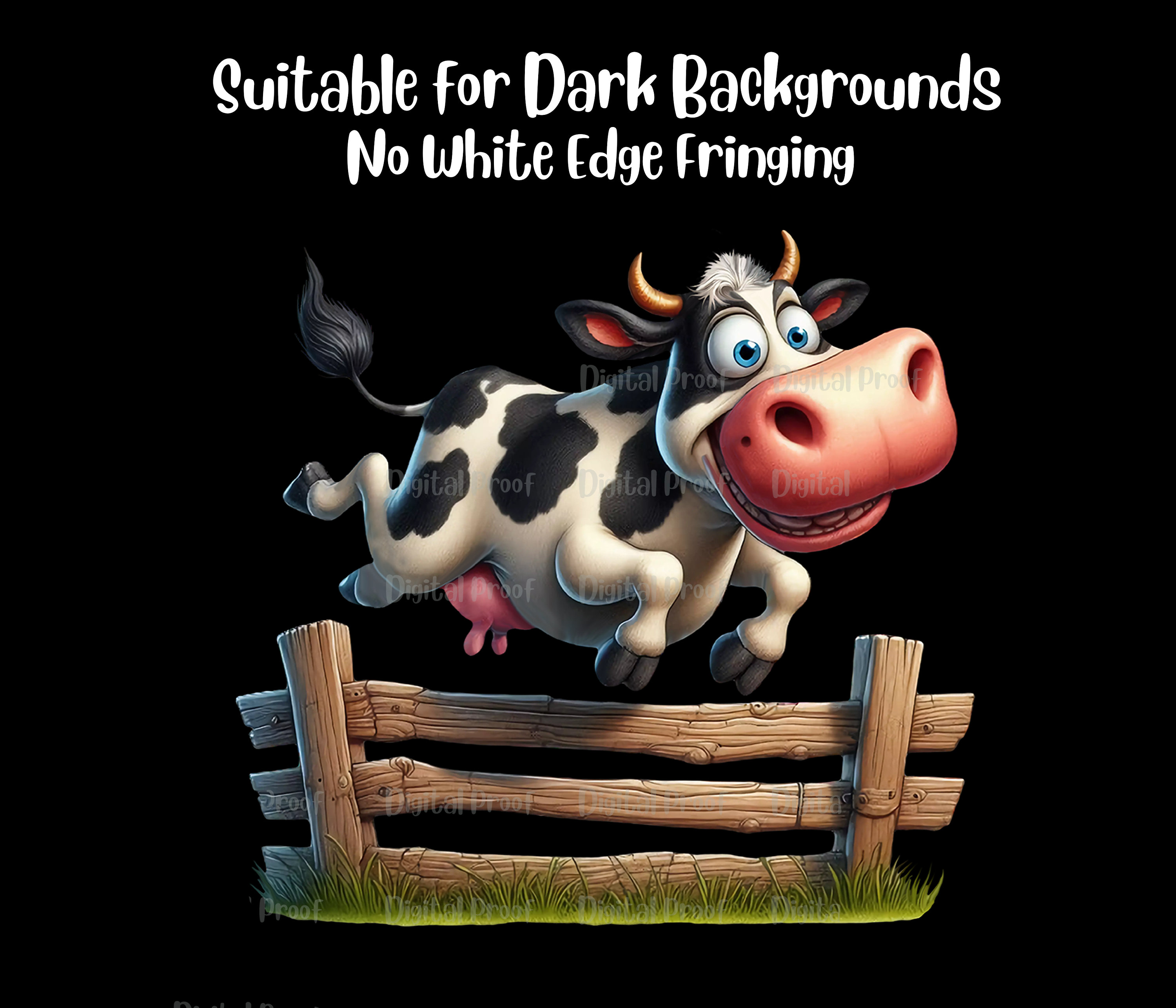 Funny Cows Jumping Fences Clip Art, 10 Transparent PNG (digital ...