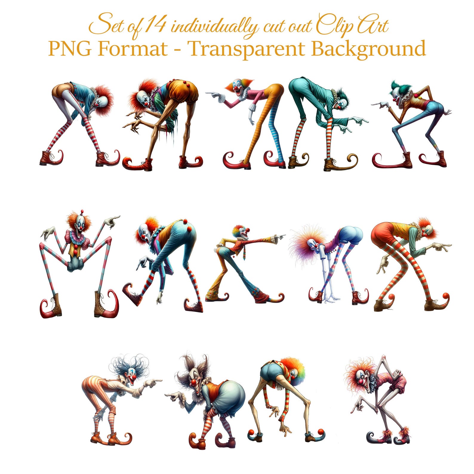 Sassy Ass Clowns PNG Clipart: 14 Funny Creepy Circus Clowns Spooky ...