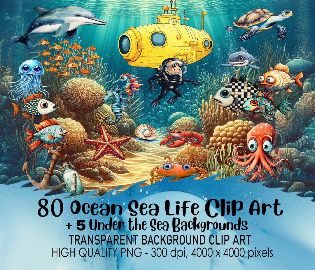 80 Transparent Background Ocean Sea Life Underwater Clip Art, PNG 300 ...