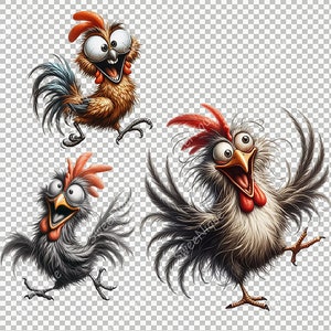 20 Transparent Background Funny Crazy Chickens Clip Art, PNG 300 Dpi ...