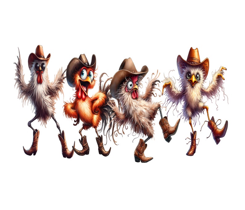 20 Funny Country Chickens Transparent Background PNG 300 DPI High Quality Digital Download ...