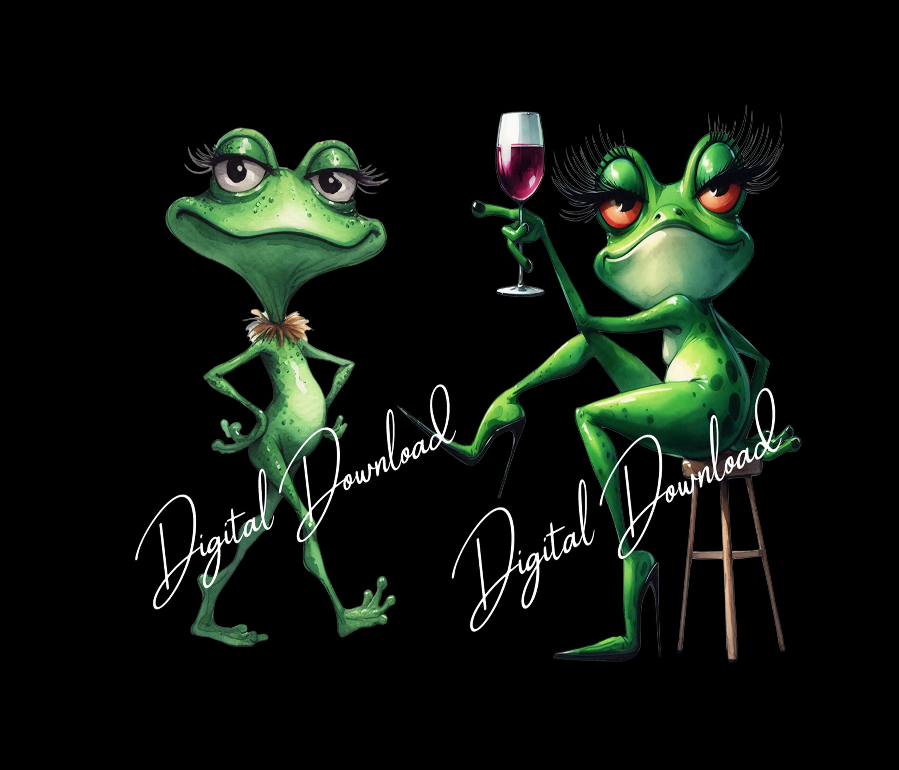 12 Whimsical Lady Frogs Clipart Character Pngs, Transparent Background ...