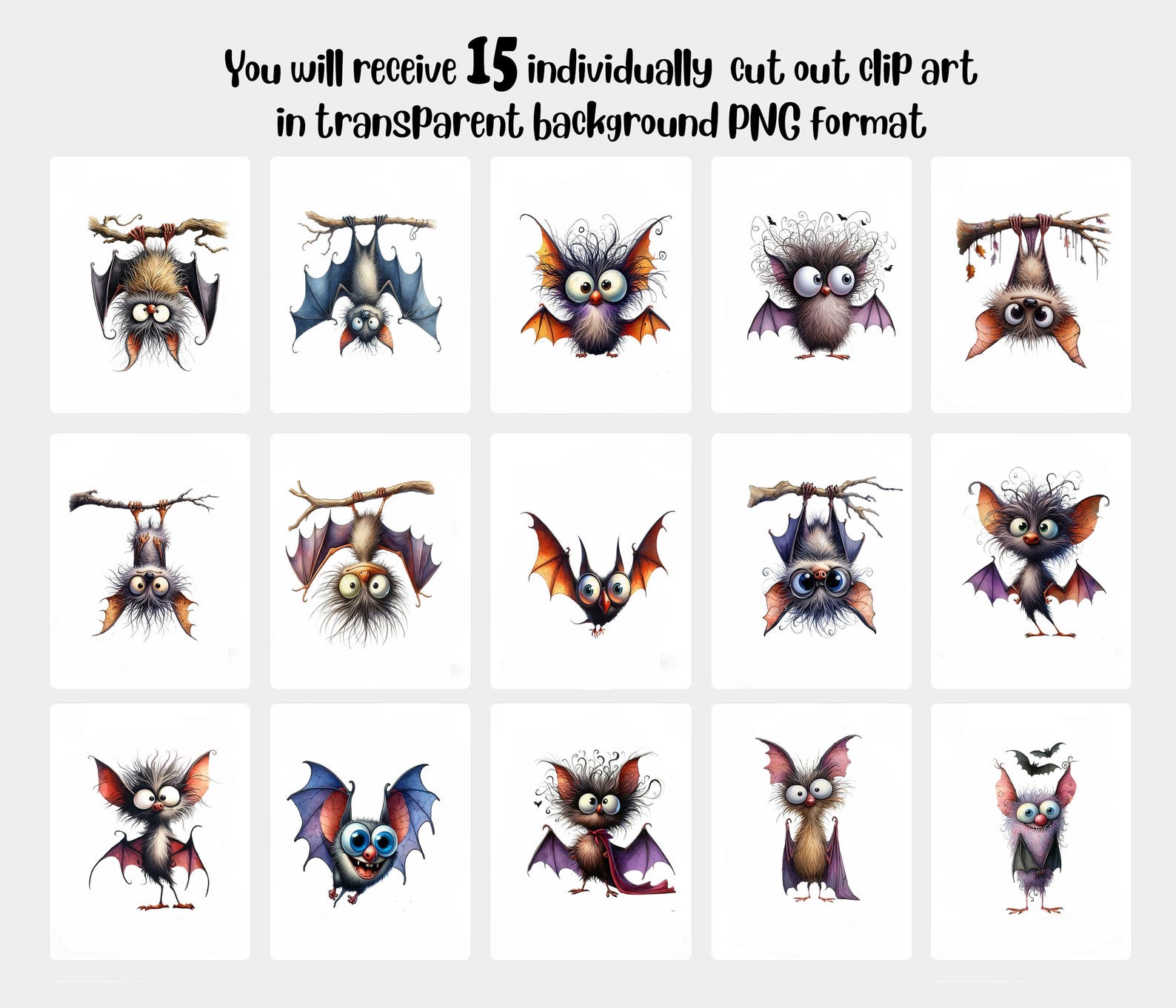 15 Transparent Background Funny Cute Halloween Bats Clip Art PNG 300 ...