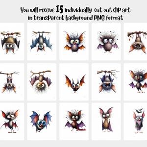 15 Transparent Background Funny Cute Halloween Bats Clip Art PNG 300 ...