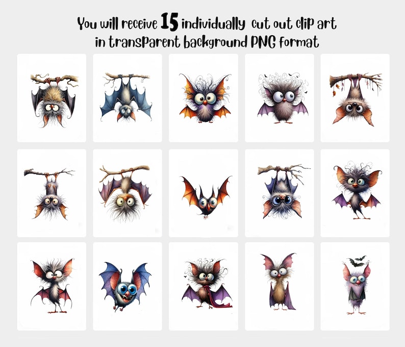 15 Transparent Background Funny Cute Halloween Bats Clip Art PNG 300 ...
