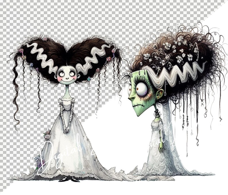 15 Halloween Bride of Frankenstein Clip Art PNG Transparent Background ...