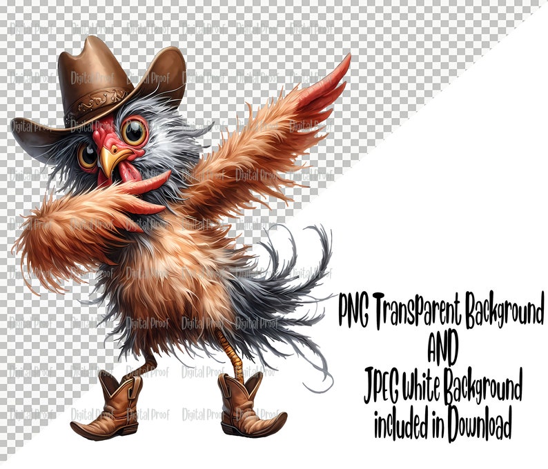 20 Funny Country Chickens Transparent Background PNG 300 DPI High Quality Digital Download ...