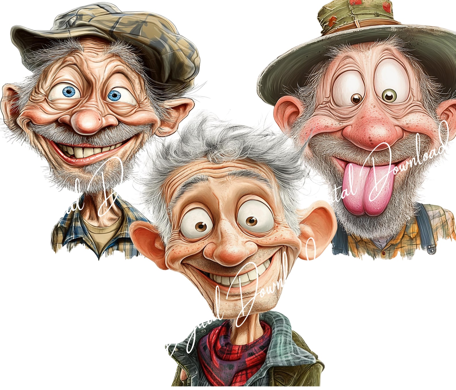 30 Funny Old Man Faces Clip Art PNG Transparent Background High Quality ...